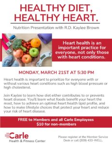 Dietitian program flyer - Healthy Diet, Healthy Heart - March 2022 - Carle